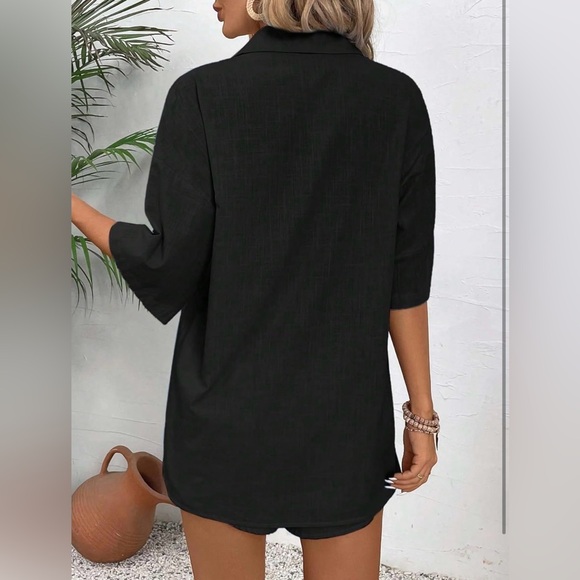 Other | New Black Buttonup Shirt And Shorts Set Size Small | Poshmark